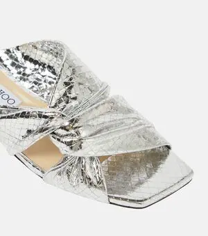 JIMMY CHOO Narisa Flat Leather Sandals