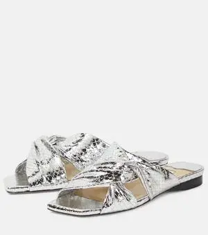 JIMMY CHOO Narisa Flat Leather Sandals