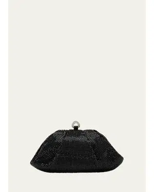 Judith Leiber Gemma Pleated Crystal Clutch Bag - Black