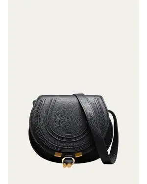 Chloé Chloe Marcie Small Crossbody Bag In Grained Calfskin Black