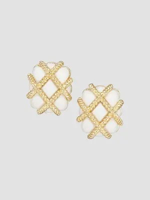 KENNETH JAY LANE Gold-plated & Resin Clip-on Earrings - White