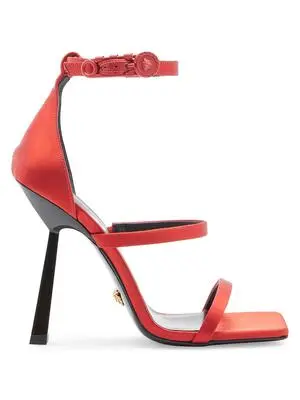 Versace Women's 3 Strap Satin Sandals - Orange - Size 8.5 - Orange  - Orange