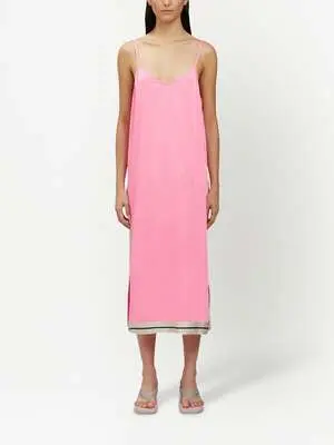 Palm Angels Stripe Trim Slip Midi Dress