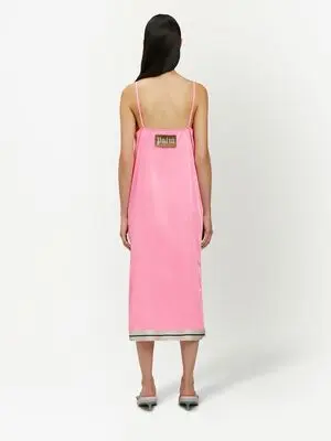 Palm Angels Stripe Trim Slip Midi Dress