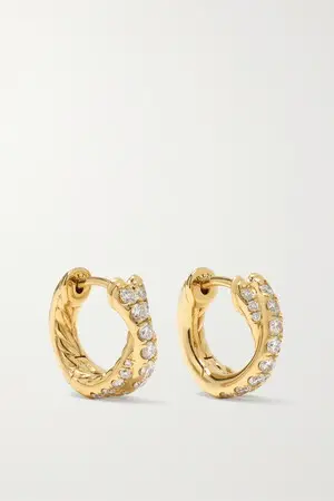 David Yurman Crossover Diamond Hoop Earrings - Gold