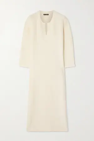 Loro Piana Beirut Ribbed Cashmere And Silk-blend Midi Dress - Neutrals