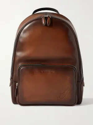 Berluti Scritto Leather Backpack - Brown