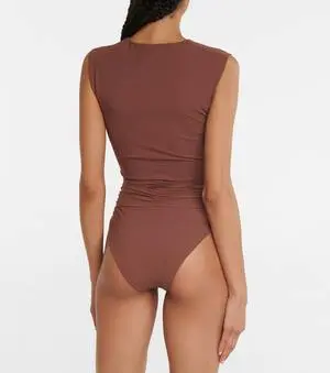 Magda Butrym High-rise Ruched Bikini Bottoms - Brown