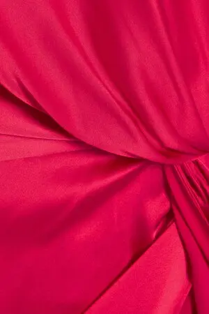 Michelle Mason One-shoulder Twisted Silk-satin Dress - Crimson
