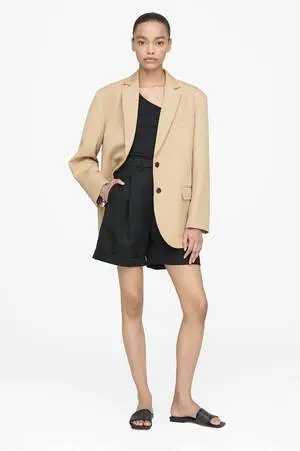 ANINE BING Liza Tailored Wool Shorts - Black