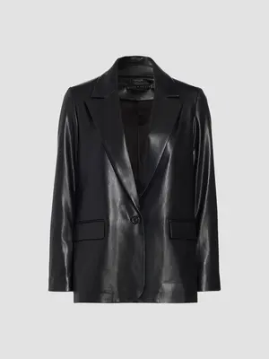 Alice + Olivia Denny Faux Leather Blazer - Black