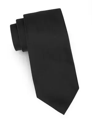 Charvet Satin Silk Necktie - Black