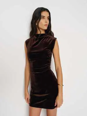 REFORMATION Alden Knit Mini Dress - Brown