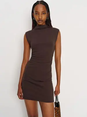REFORMATION Alden Mini Dress - Brown