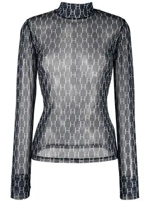 Hugo Sheer Monogram-print Top