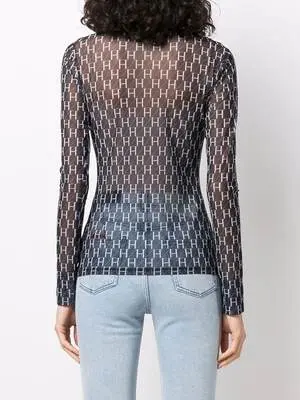 Hugo Sheer Monogram-print Top