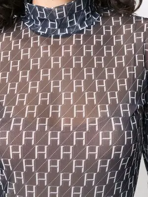 Hugo Sheer Monogram-print Top