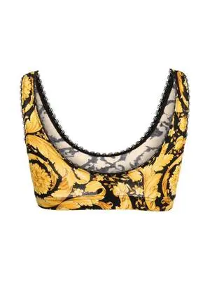 Versace Barocco-print Cotton Bra