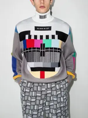 VTMNTS Barcode Motif Roll-neck Jumper