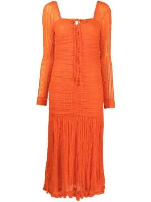 GANNI Square-neck Long-sleeve Dress