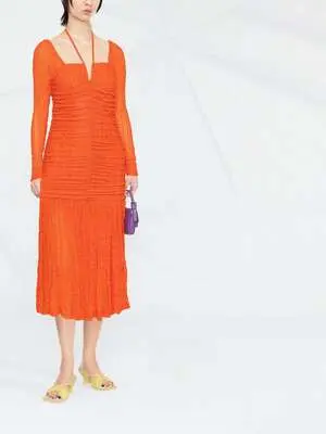 GANNI Square-neck Long-sleeve Dress