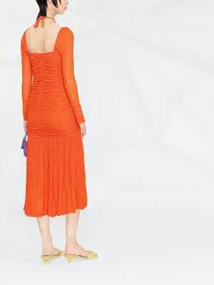 GANNI Square-neck Long-sleeve Dress