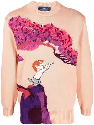 Stella McCartney Fantasia Landscape Intarsia-knit Jumper - Pink