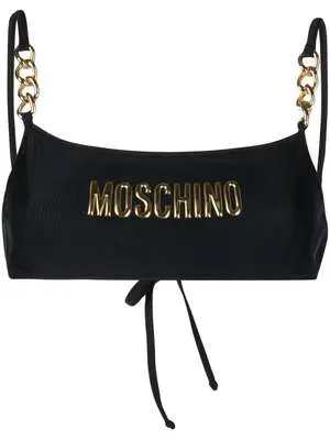 Moschino Logo-plaque Bikini Top - Black