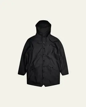 Rains Long Snap-front Jacket - Black