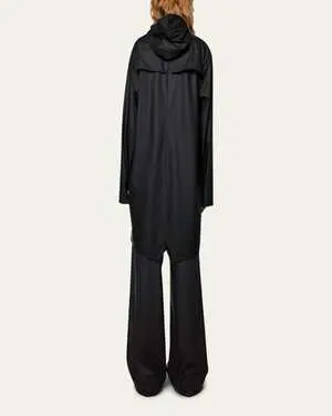 Rains Long Snap-front Jacket - Black