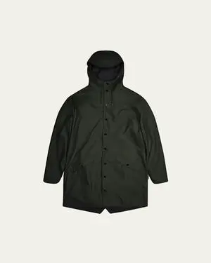 Rains Long Snap-front Jacket - Green