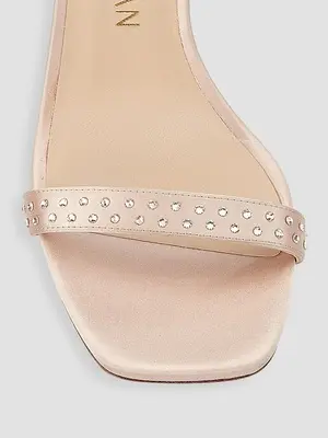 STUART WEITZMAN Nearlynude Satin Studded Sandals