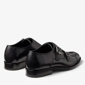 JIMMY CHOO Finnion Brush Off Leather Monk Strap Shoes