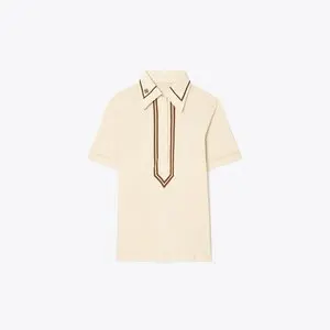 Tory Burch Tory Sport Mercerized Cotton Retro Polo Sesame