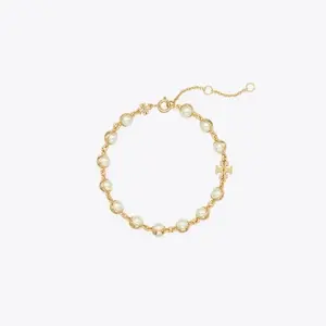 Tory Burch Moondance Pearl Bracelet - Light Brass/ivory