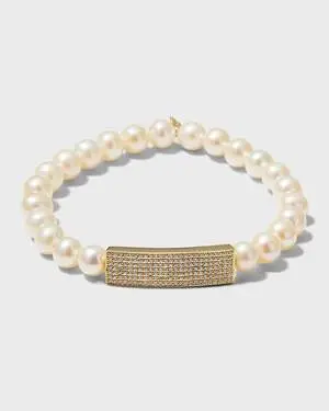 SYDNEY EVAN 7mm Bracelet With Diamond Pave Bead - Pearl