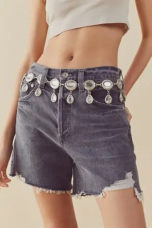 Free People Calista Crystal Chain Belt - Silver