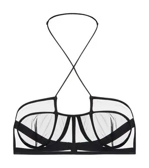 NENSI DOJAKA Mesh Halterneck Bra - Black