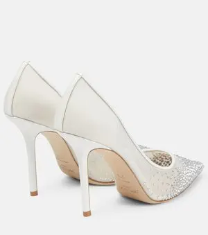 JIMMY CHOO Love 100 Crystal-embellished Pumps - White