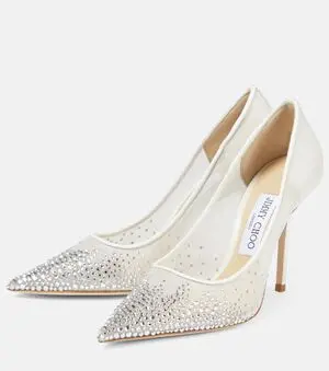 JIMMY CHOO Love 100 Crystal-embellished Pumps - White