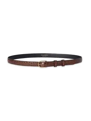 NILI LOTAN Jane Alligator-embossed Leather Belt Dark Brown