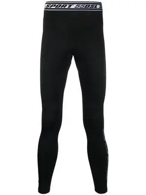 DIESEL® Logo-waistband Detail Leggings - Black