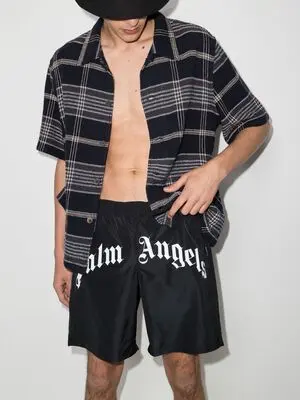 Palm Angels Curved Logo Swimming Shorts