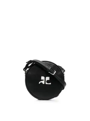 COURREGES Logo-embossed Rounded Crossbody Bag - Black