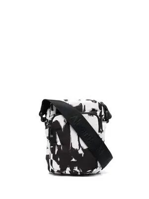 Alexander McQueen Graffiti Print Messenger Bag - Black