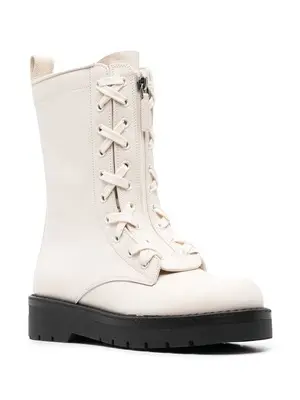 Valentino Garavani Xcombat Leather Boots - Neutrals
