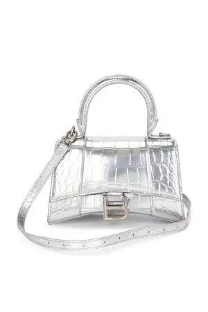 Balenciaga Xs Hourglass Top Handle Bag - Silver