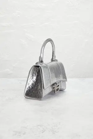 Balenciaga Xs Hourglass Top Handle Bag - Silver
