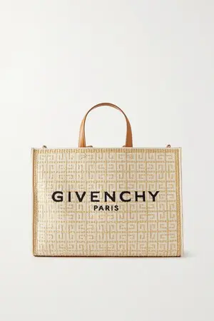 Givenchy G-tote Medium Leather-trimmed Raffia-jacquard Tote