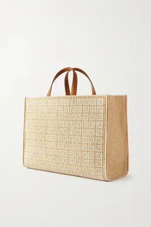 Givenchy G-tote Medium Leather-trimmed Raffia-jacquard Tote